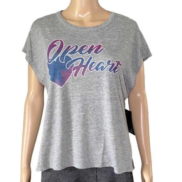 Chaser | Tops | Chaser Gray Open Heart Tee Nwt | Poshmark